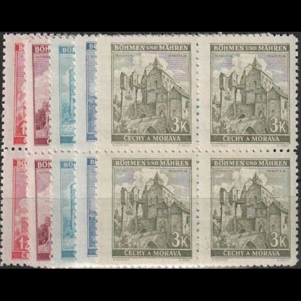 Séria známok Protektorát Čechy a Morava 1941 - Hrady, mestá (štvorbloky ...