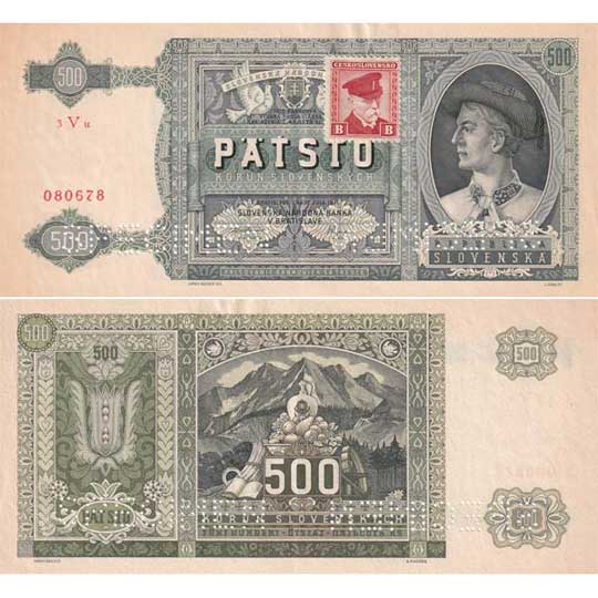 500 Koruna 1941 (kolok 1945) Československá republika - séria 3Vu