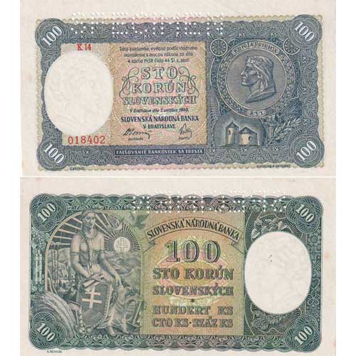 100 Koruna 1940 Slovenská republika - séria K14